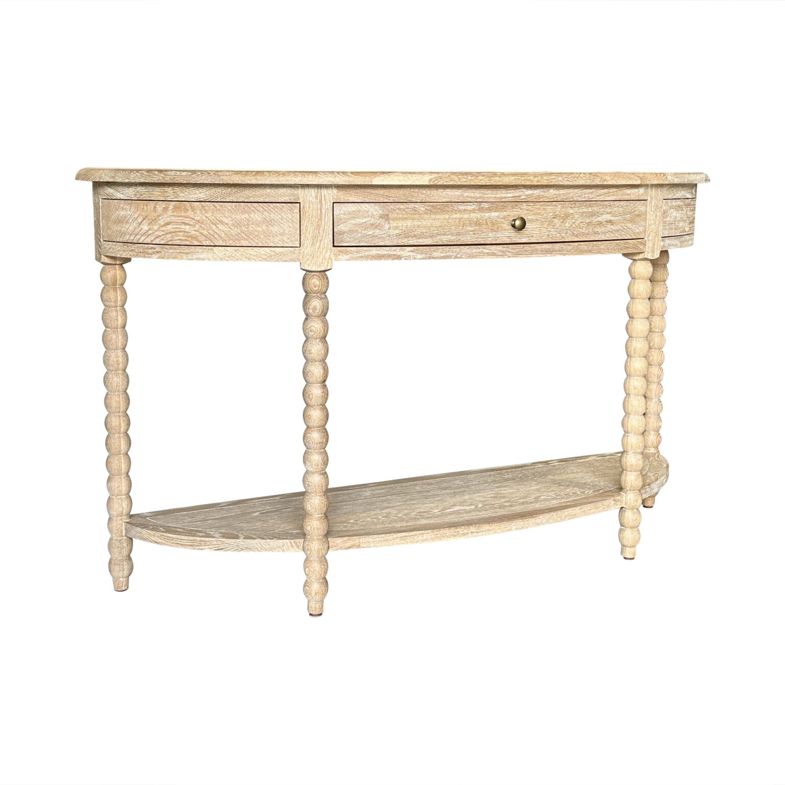 Bobbin Curved Console Whitewash Oak | JAC Home Living